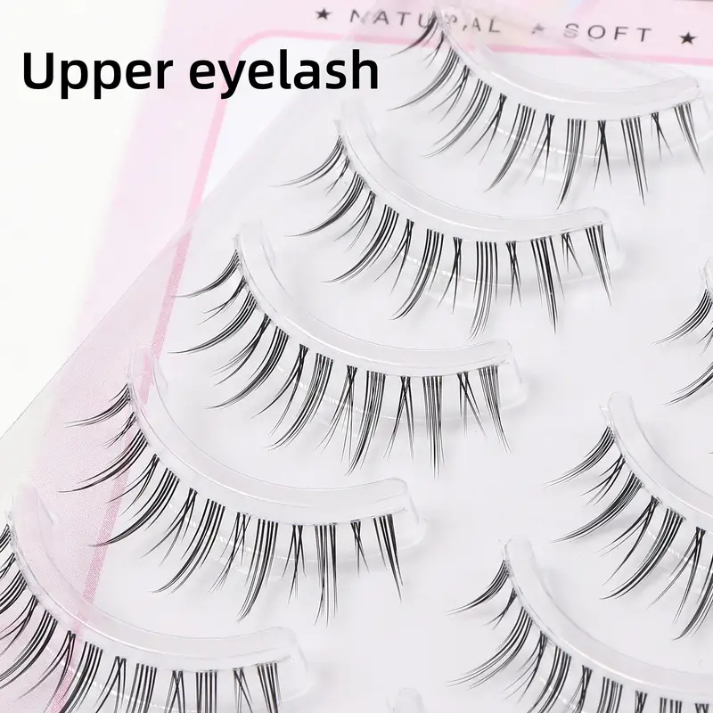 5쌍 자연스러워 보이는 아래쪽 속눈썹 가짜 속눈썹 작은 악마 스타일 속눈썹 보이지 않는 투명 줄기 경량 짧은 Temu