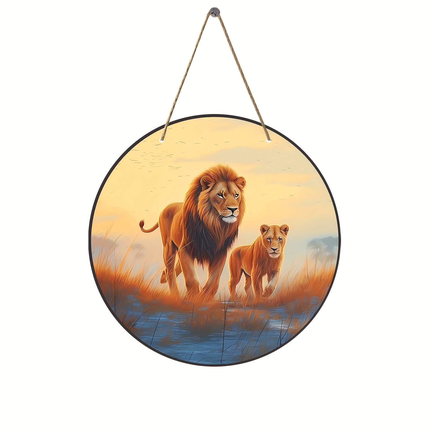 1pc lion 2d plane wooden sign round wooden decorative sign - Temu Portugal