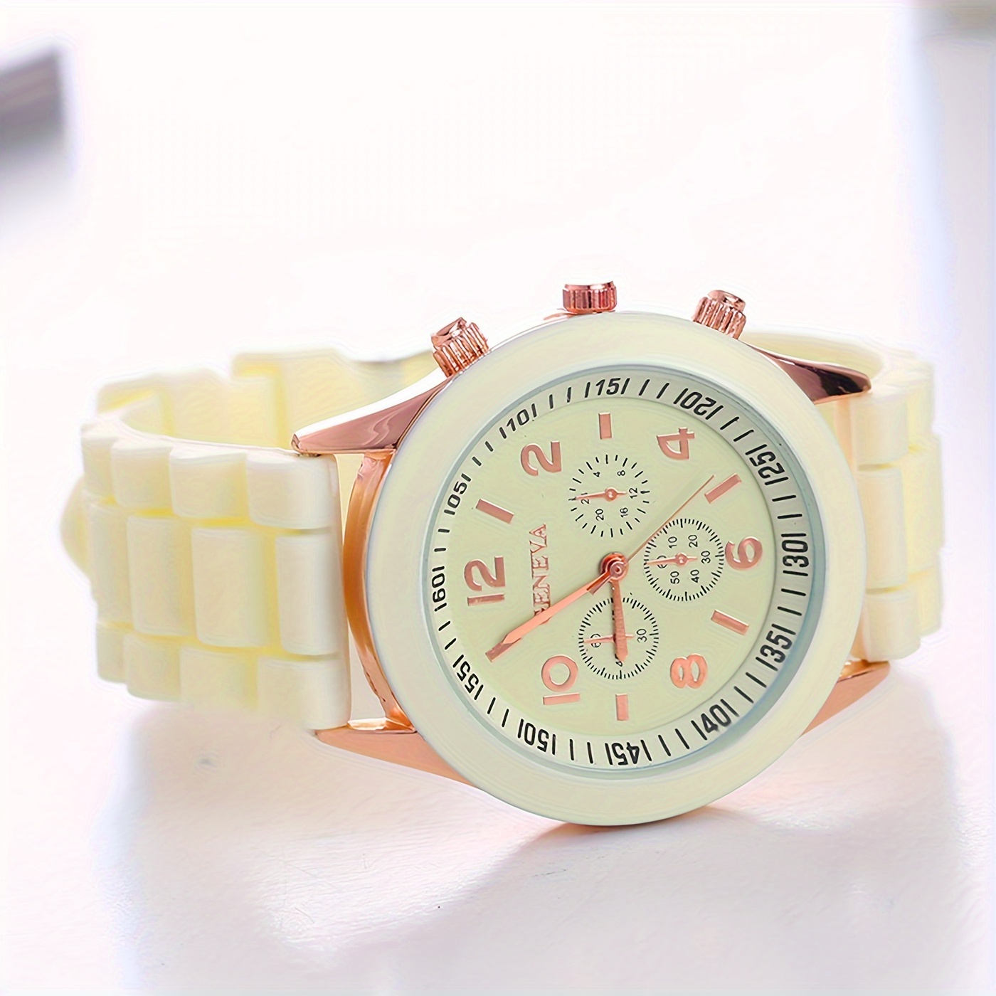 Stylish Durable Quartz Watch Triple Dial Silicone Band Women - Temu ...