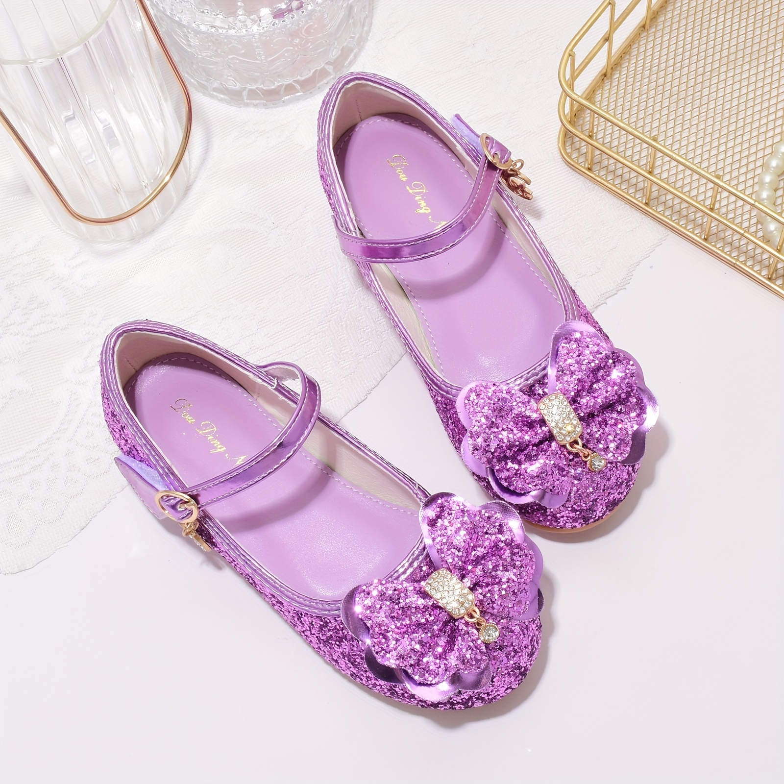 Trendy Elegant Shiny Bowknot Sequin Flat Shoes Girls Wear - Temu United ...