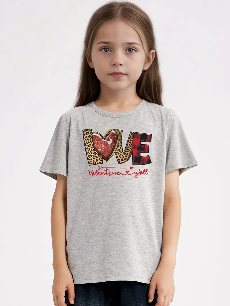 Summer Short Sleeve T Shirt Girls Valentine S Day Leopard Temu Australia