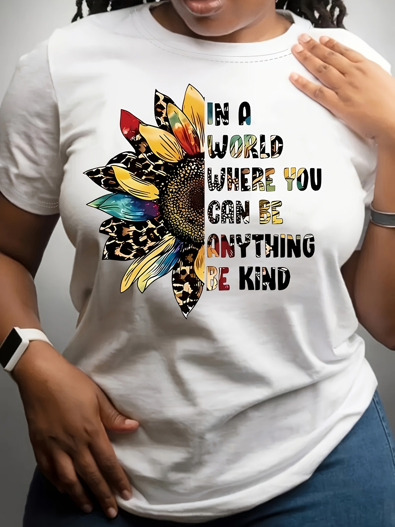とレタープリント クルーネック Tシャツ 春夏 カジュアル 半袖 Tシャツ 婦人服 Temu Japan
