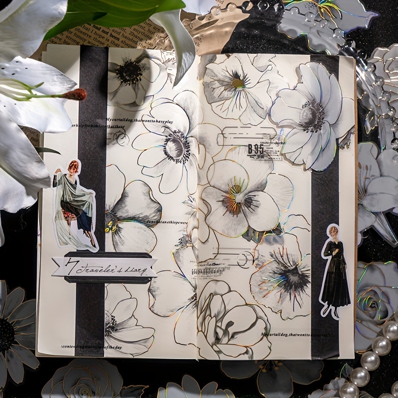 White Flower Stickers Diy Collage Cards Decorating Notebooks - Temu