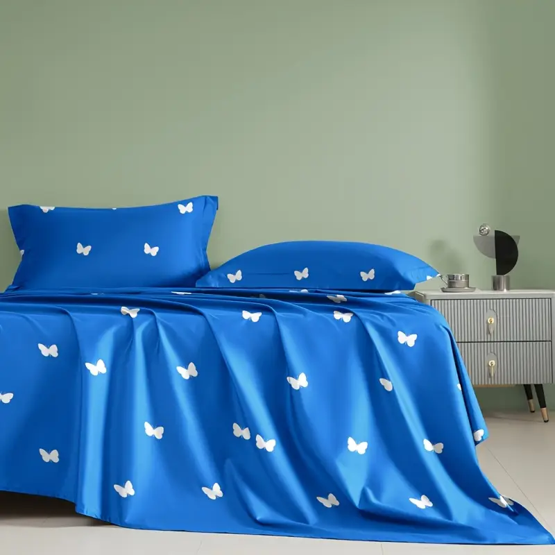 Brushed Flat Sheet Without Pillowcase White Butterfly Temu Canada