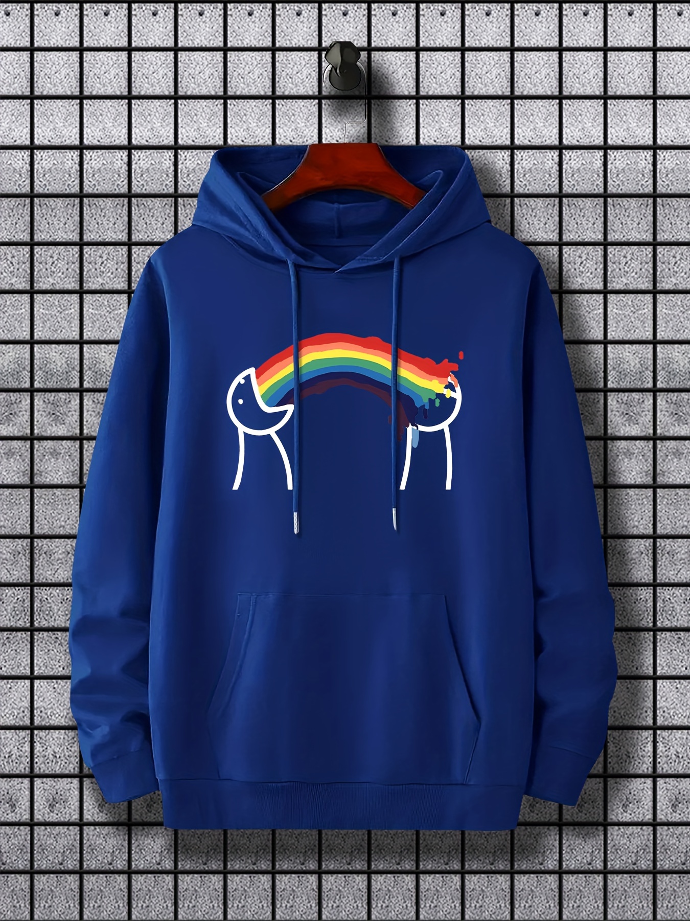 Rainbow Stick Figure Pattern Men's Trendy Comfy Hoodie - Temu New Zealand