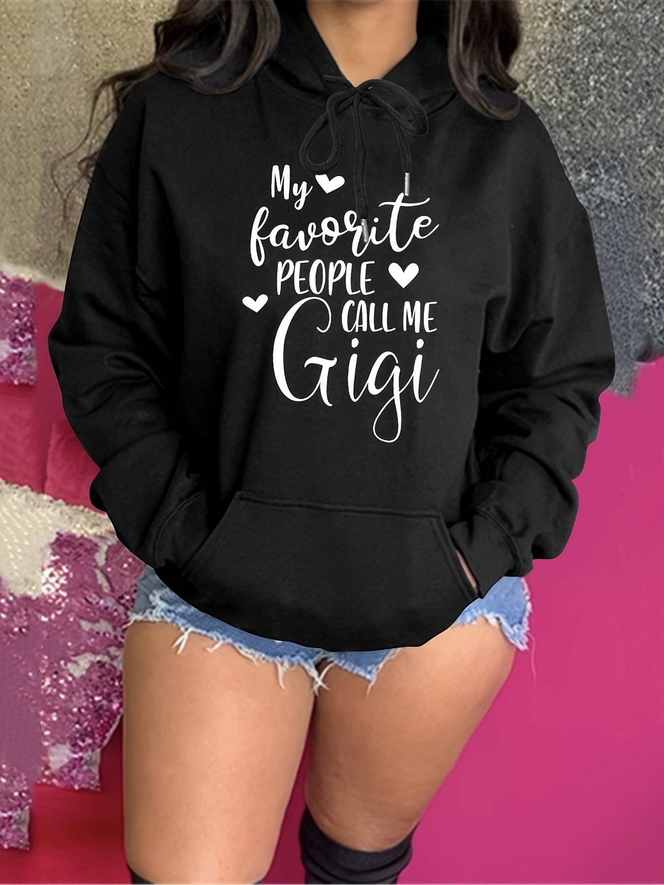 Plus Size Letter Print Hoodie Casual Long Sleeve Pocket - Temu Australia