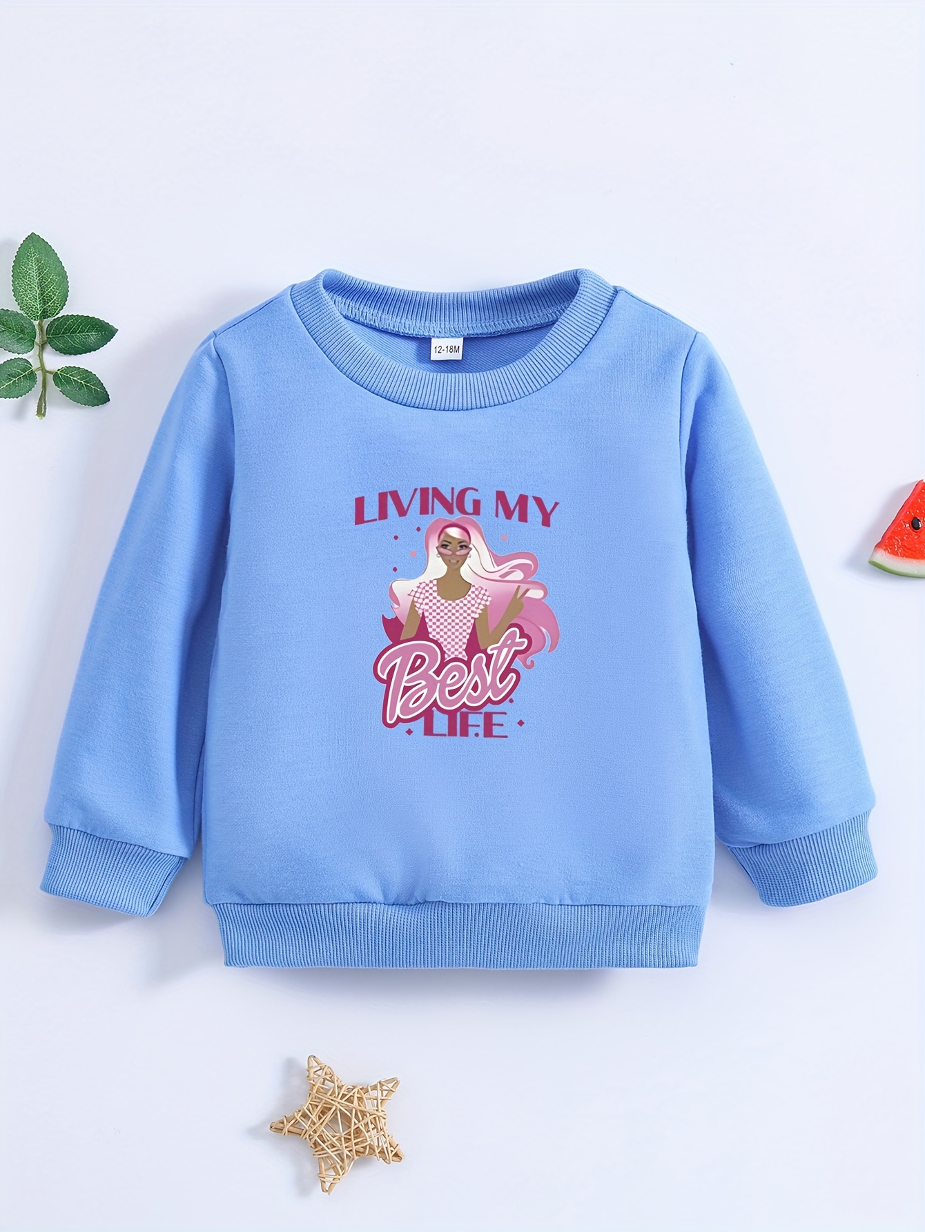 Infant Toddler Girls Cartoon Little Girl Letter Print Long - Temu Australia
