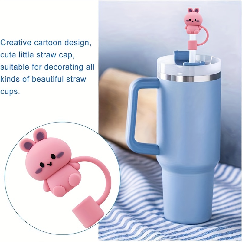 Cute Cartoon Animal Straw Tip Covers Reusable Dustproof - Temu Canada
