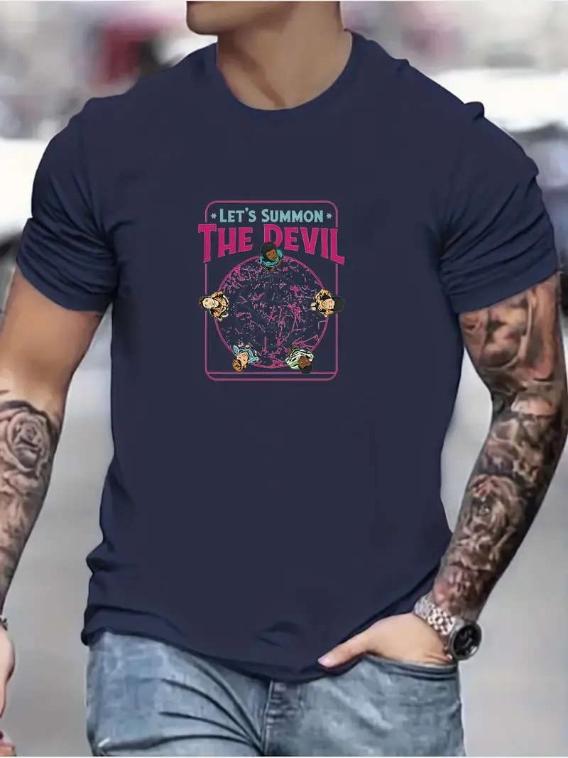 Trendy Summon Devil Pattern Print Mens T Shirt Graphic Tee Temu Australia