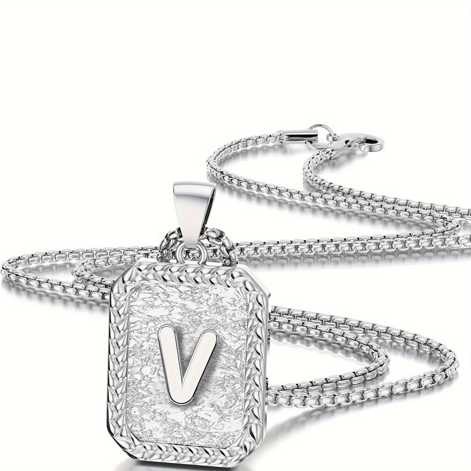 1pc Initial Letter Pendant Necklace Men Plated Box Chain - Temu United