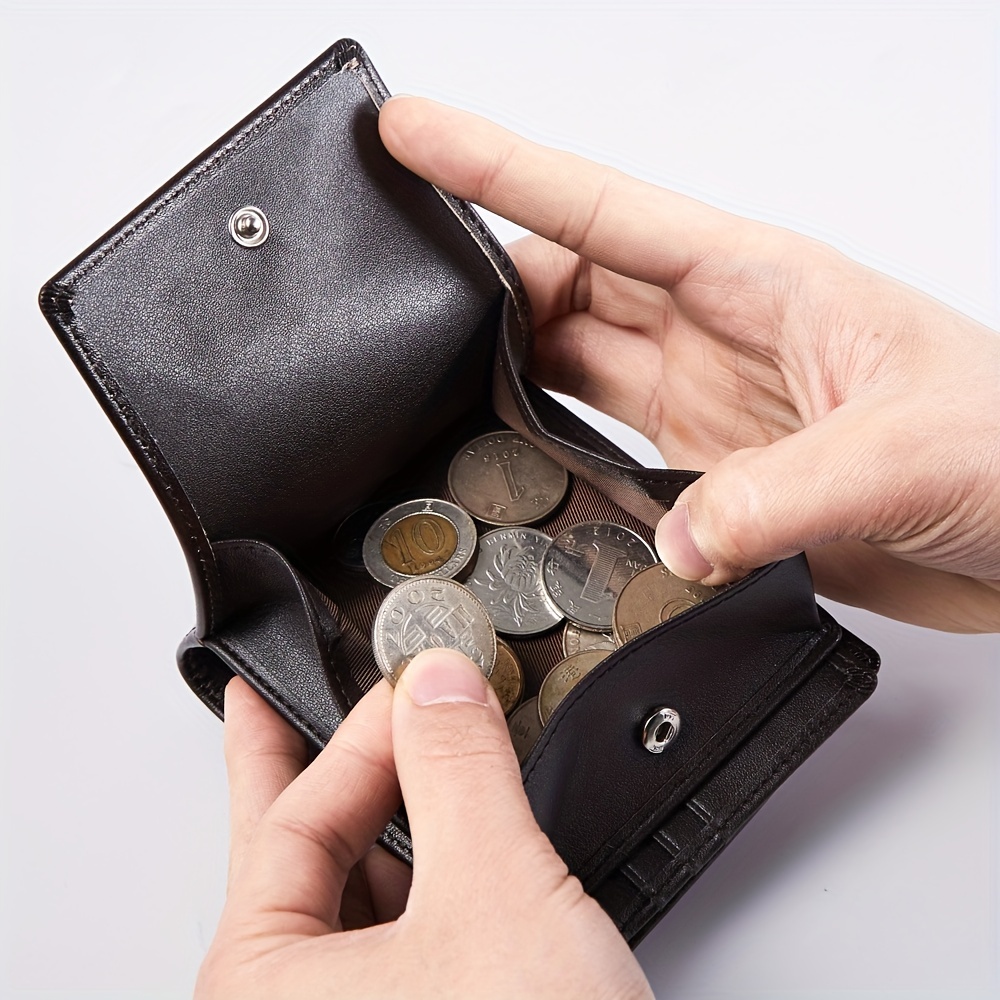 s Genuine Leather Short Wallet Money Clip 18 Card Slots Card Holder Horizontal Wallet With Coin Pocket Gift For