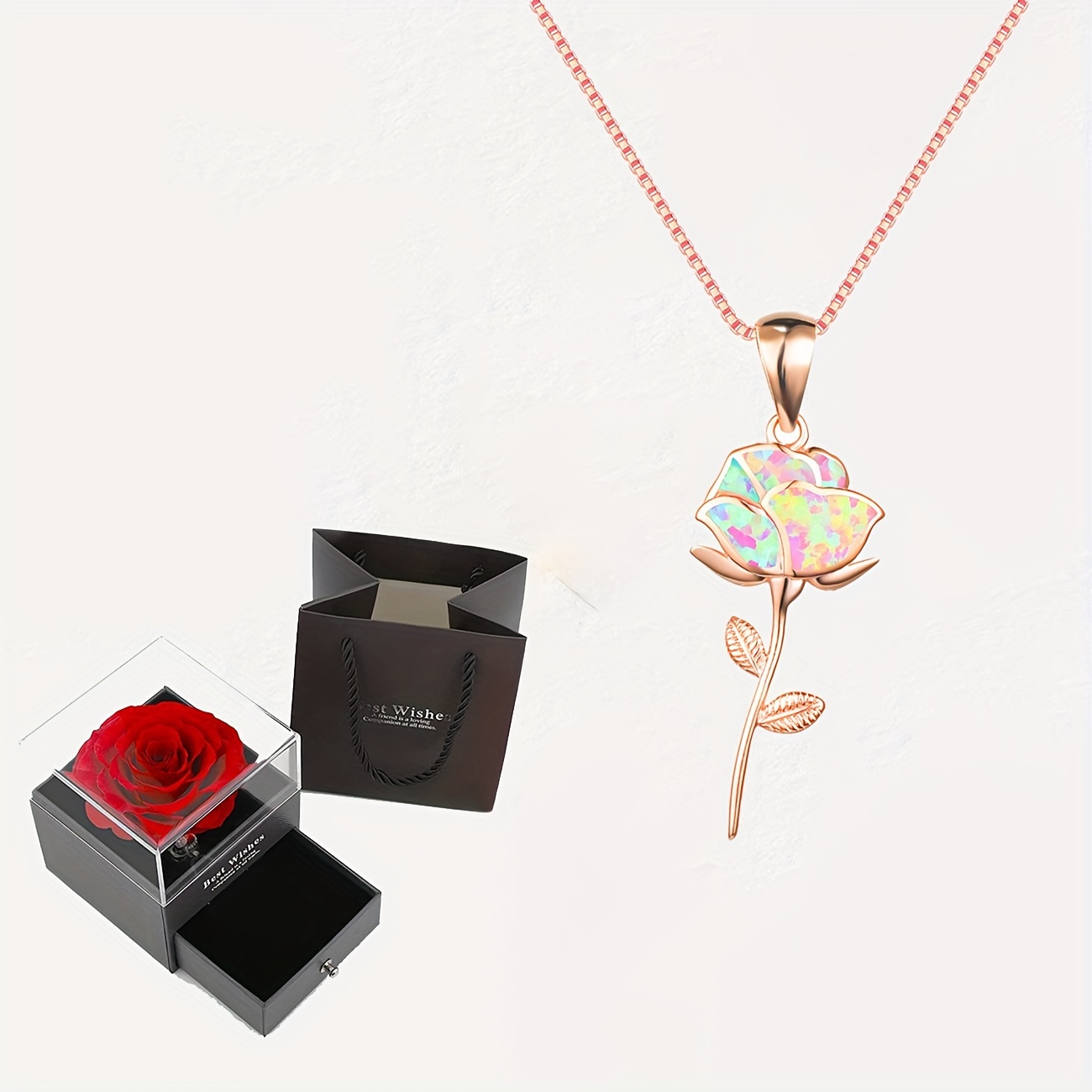 Luxury Preserved Flower Rose Gift Box 3d Rose Flower Pendant - Temu ...