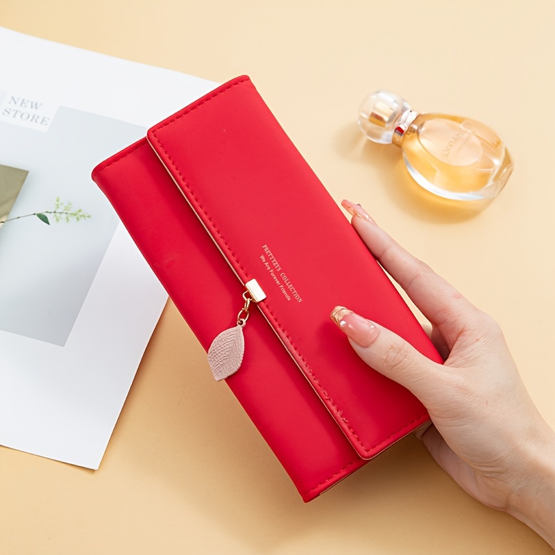 Minimalist Solid Color Long Wallet Clutch Coin Purse Trendy - Temu ...