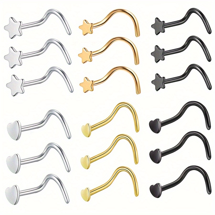 Stainless Steel Nose Ring Set Inlaid Shiny Zircon Simple - Temu United ...