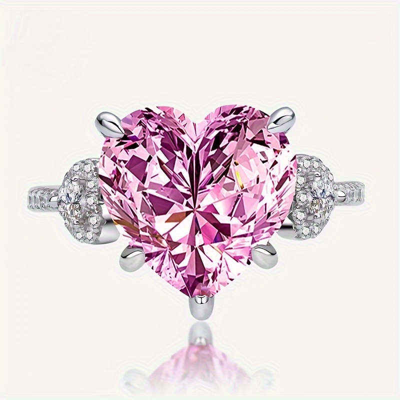 925 Sterling Silver White Heart Ring Exquisite Fashion - Temu United ...