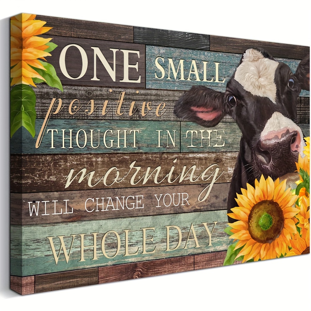 Country Farmhouse Kitchen Canvas Wall Decor Sunflower Cow - Temu Australia