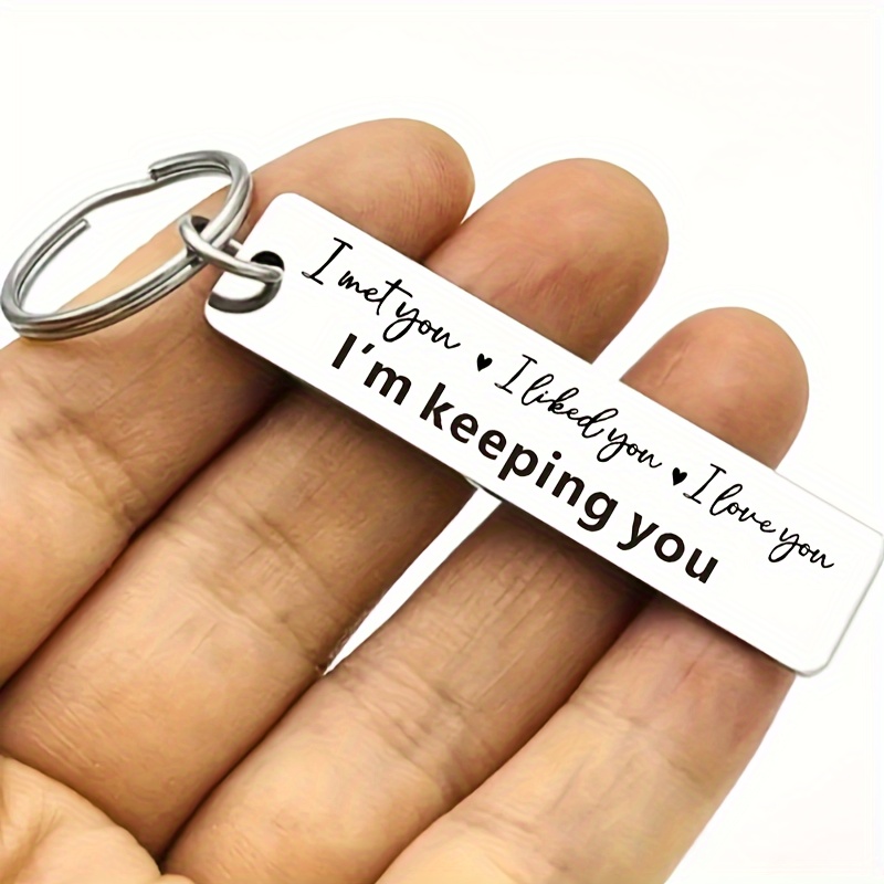 sweet romantic silvery rectangle keychain stainless steel for couple ...