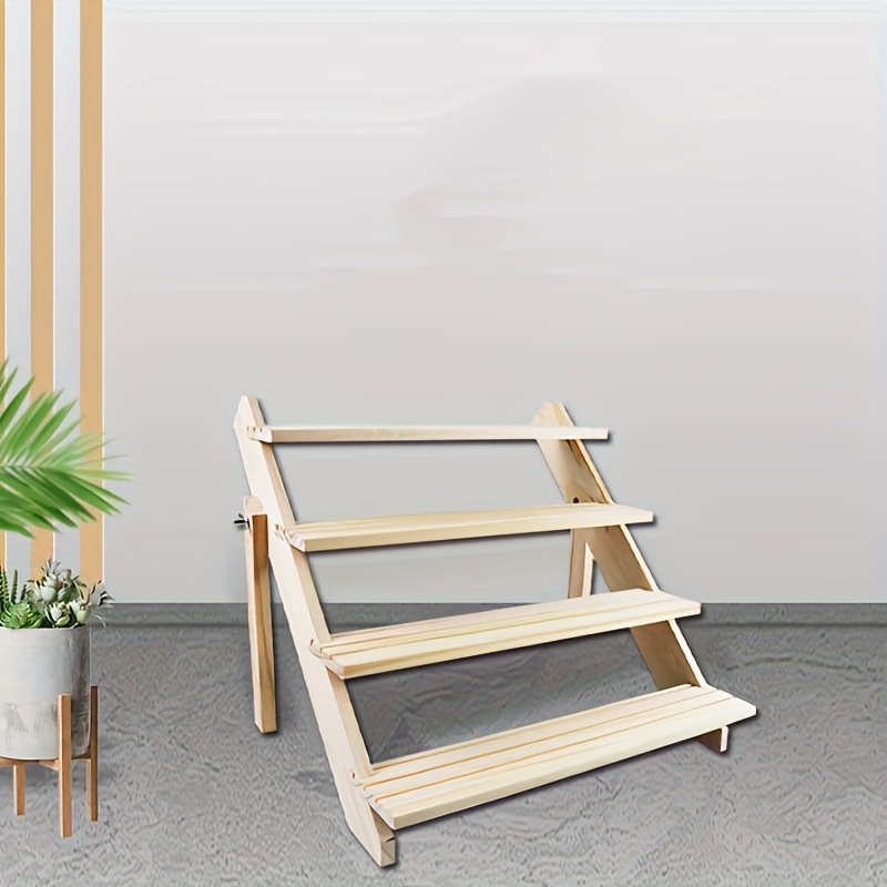 1pc Pine Flower Stand Desktop Wooden Multi Layer Storage Rack Storage ...