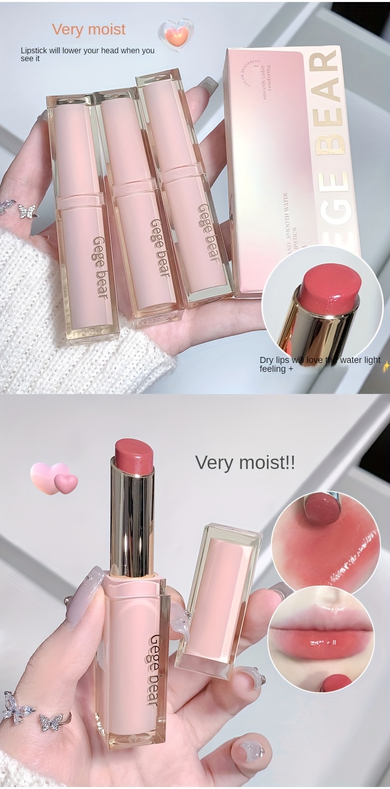Waterproof Lipstick 6 Colors Moisturizing Glass Mirror - Temu