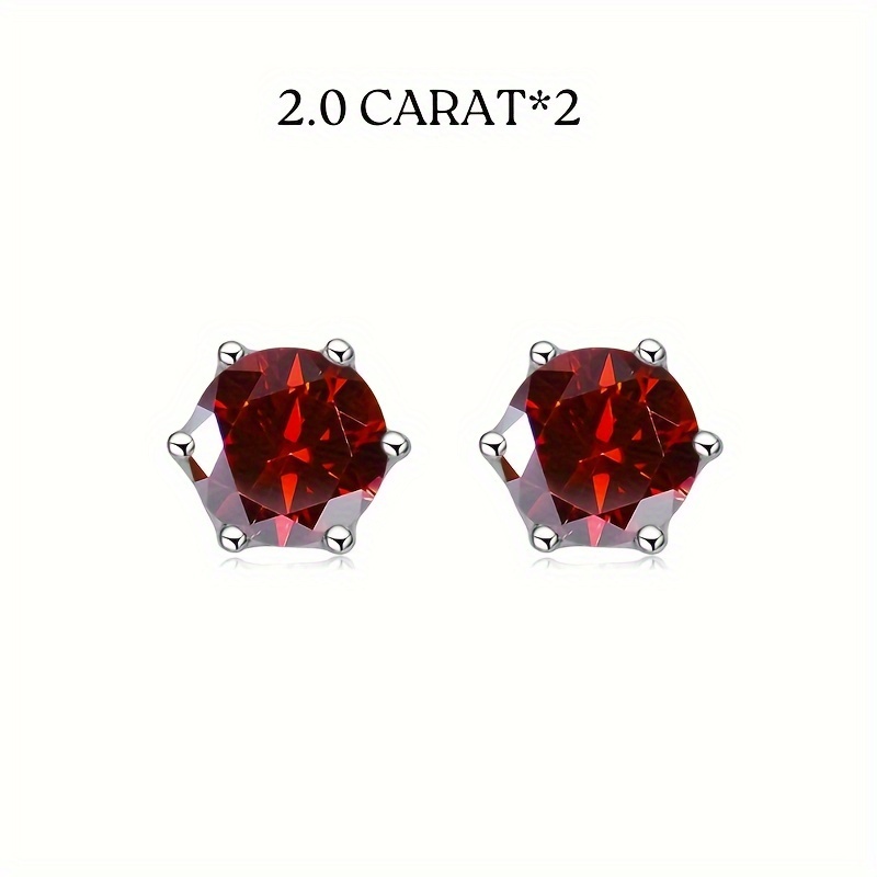 1.0 3.0 Carat* S925 Sterling Silver Classic Round Red - Temu United Kingdom
