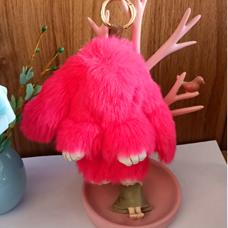 1pc Faux Rabbit Hair Imitation Bunny Keychain For Men Bag Pendant Large ...