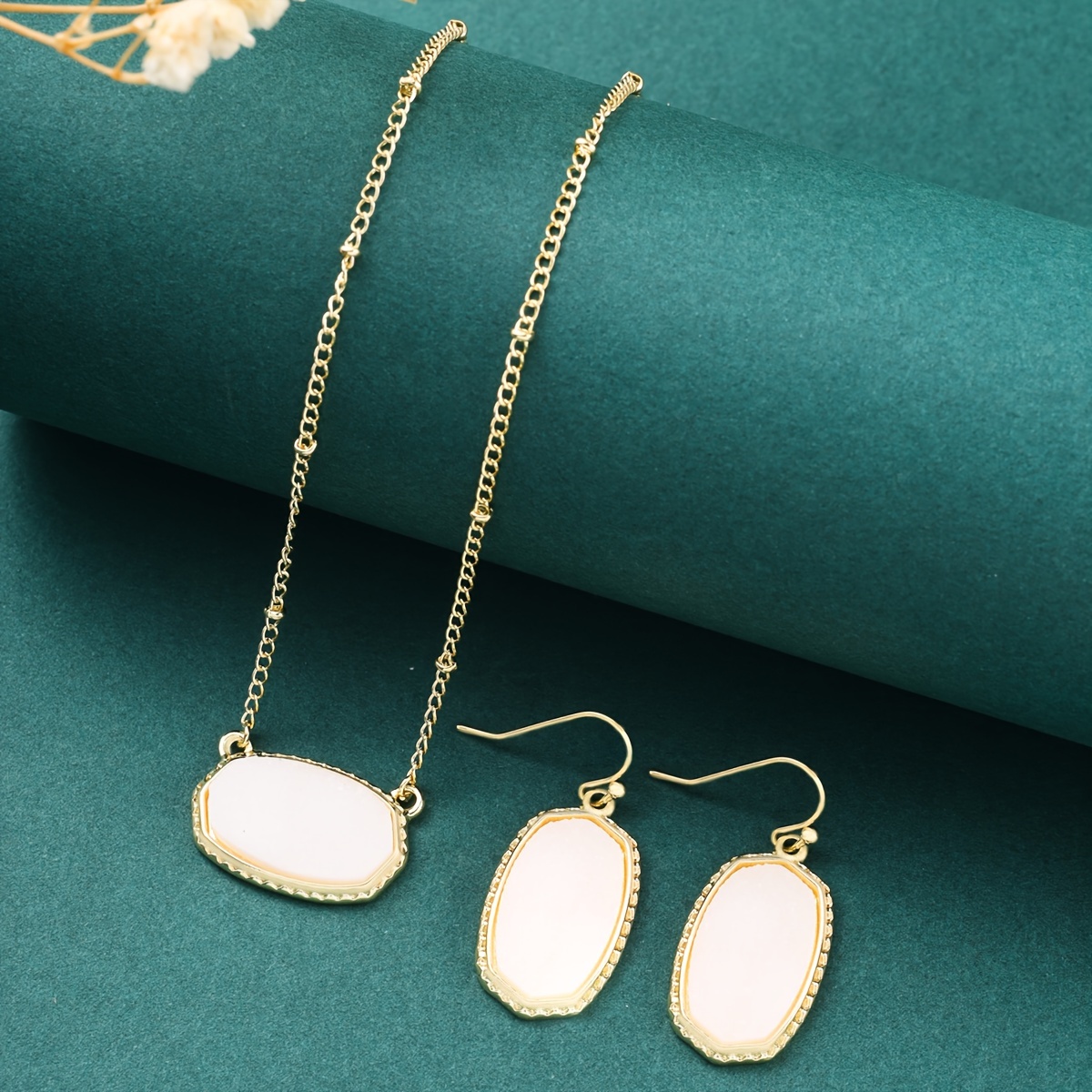 1 Par Pendientes + 1 Collar Conjunto Joyería Estilo - Temu Mexico