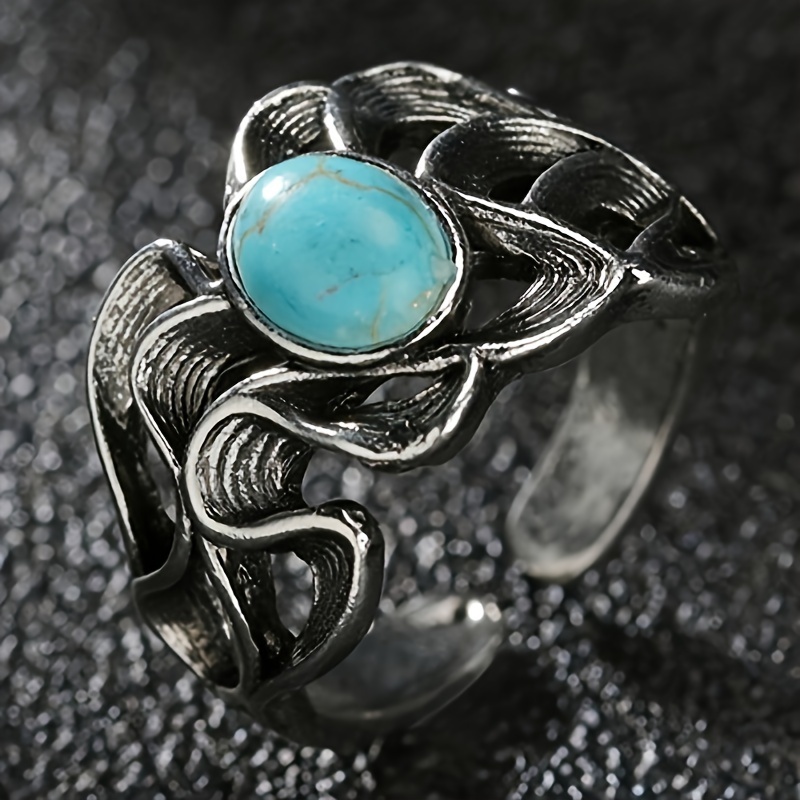 Vintage Skull Men's Ring Inlaid Red Artificial Gemstone Ring - Temu ...