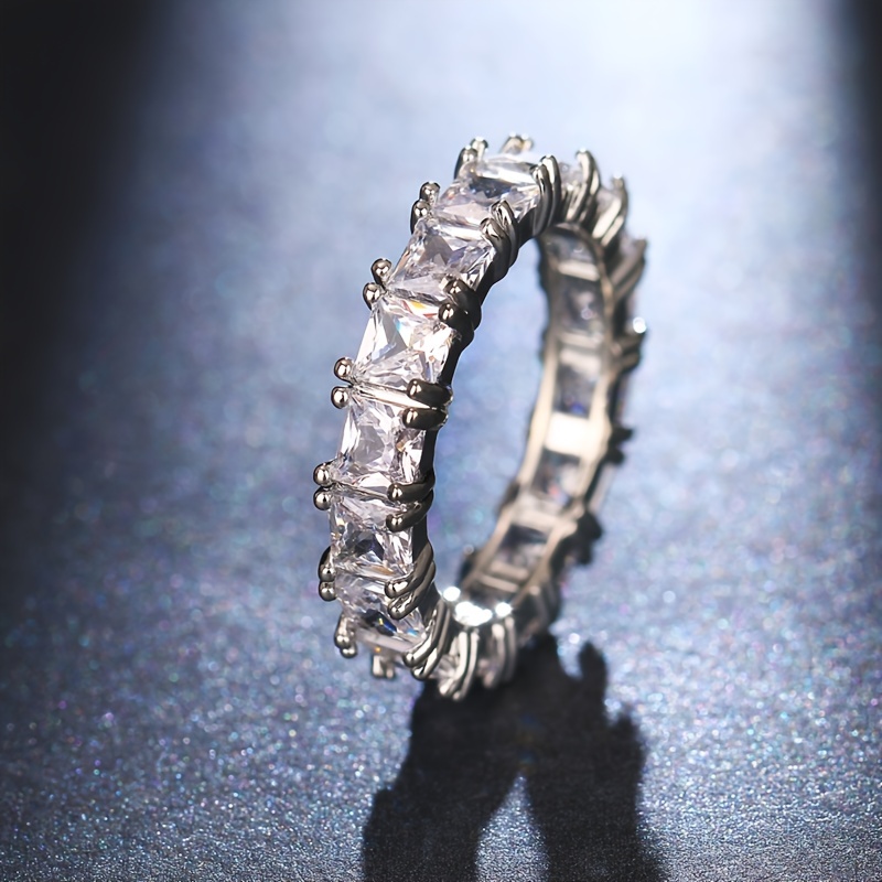 Classic Band Ring 18k Gold Plated Inlaid Shining Zircon - Temu United ...