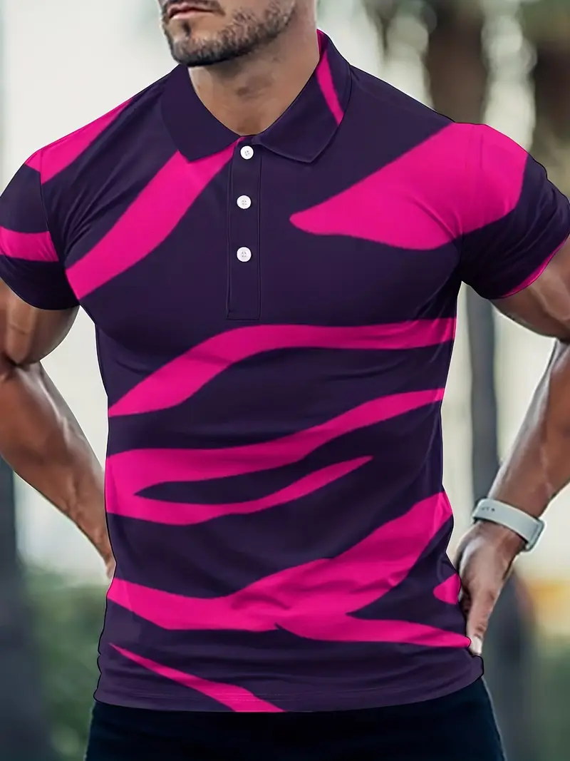 Irregular Stripe Pattern Casual Slightly Stretch Button Up Temu Australia
