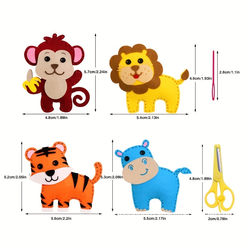 Diy Jungle Animals Sewing Kit Zoo Felt Animal Diy Crafts - Temu