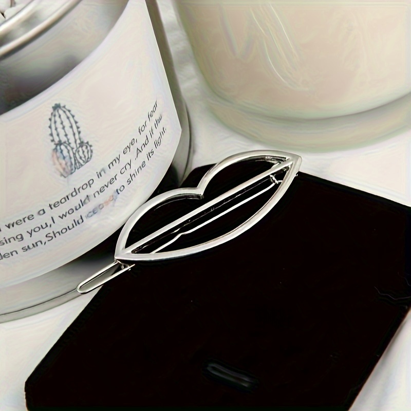 2pcs Cute Metal Hollow Lip Hair Clips Women Girls Daily Causal Party ...