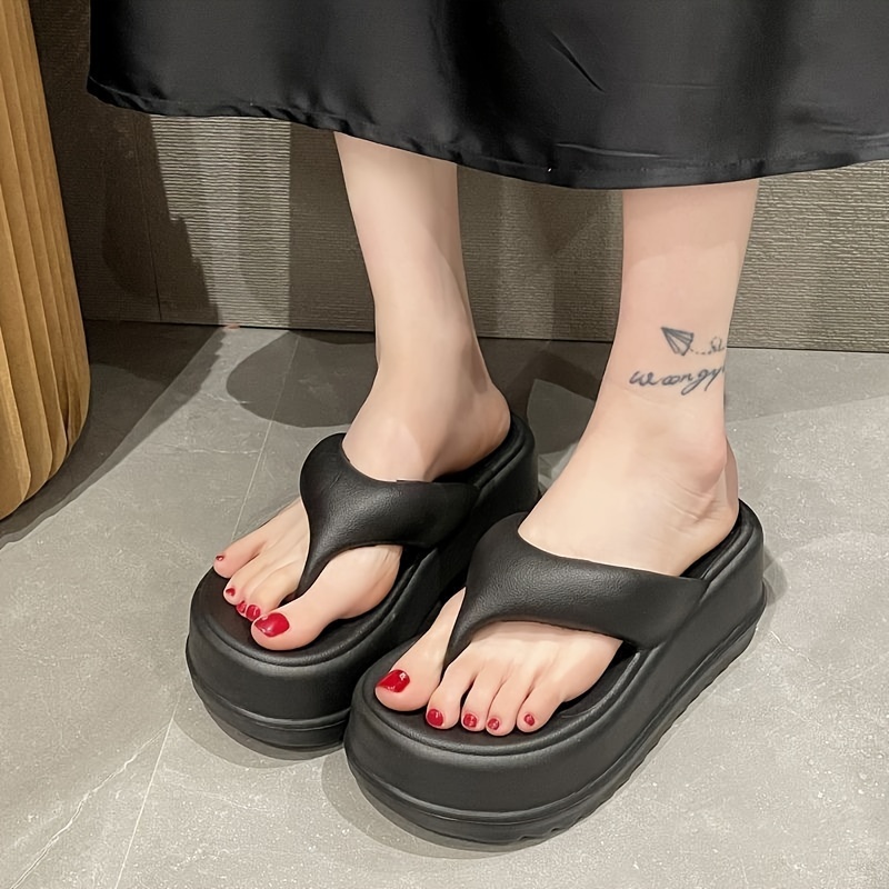 Women's Solid Color Platform Sandals Casual Clip Toe Summer - Temu ...