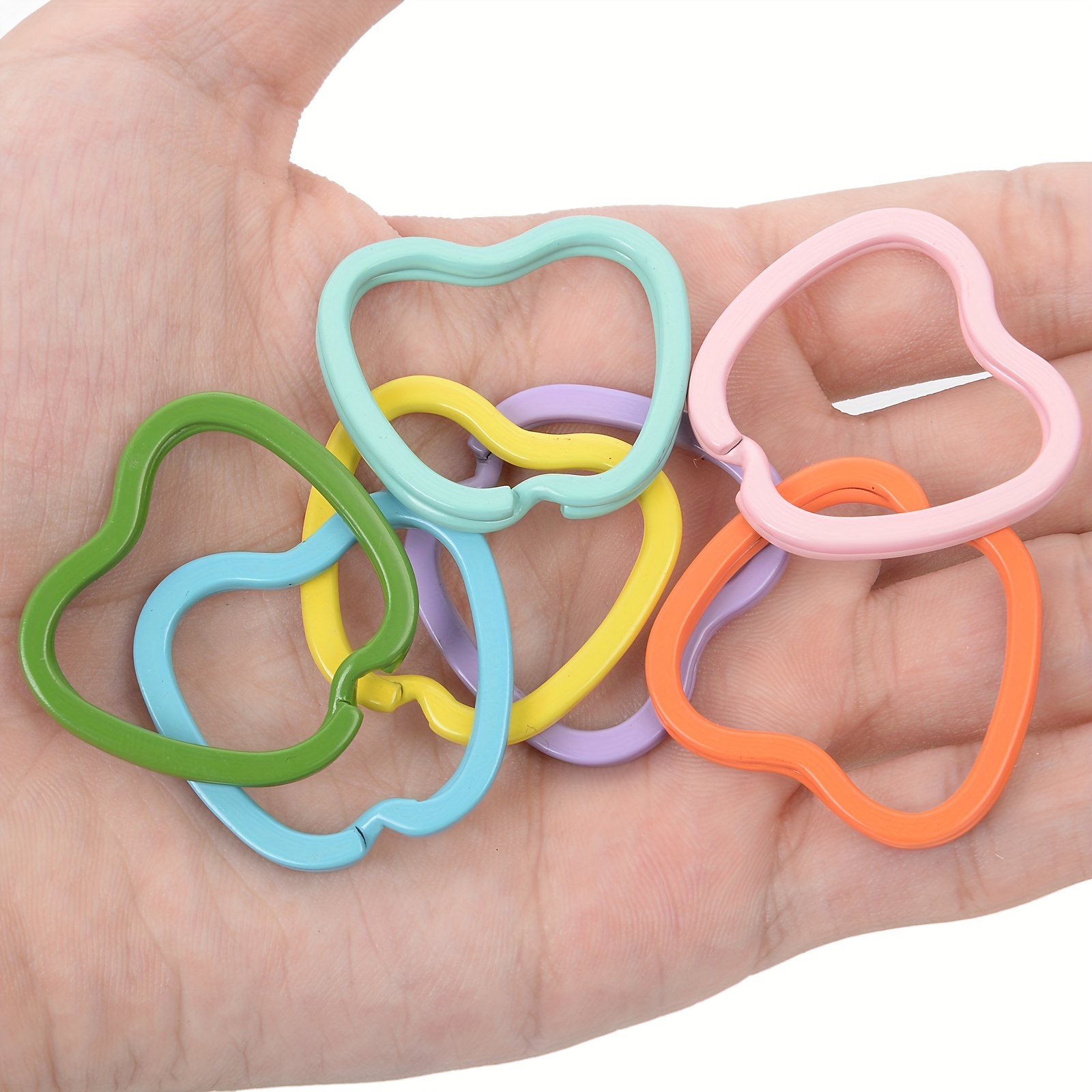 Mixed Color Baking Paint Shape Keychain Rings Flat Ring Color Alloy ...