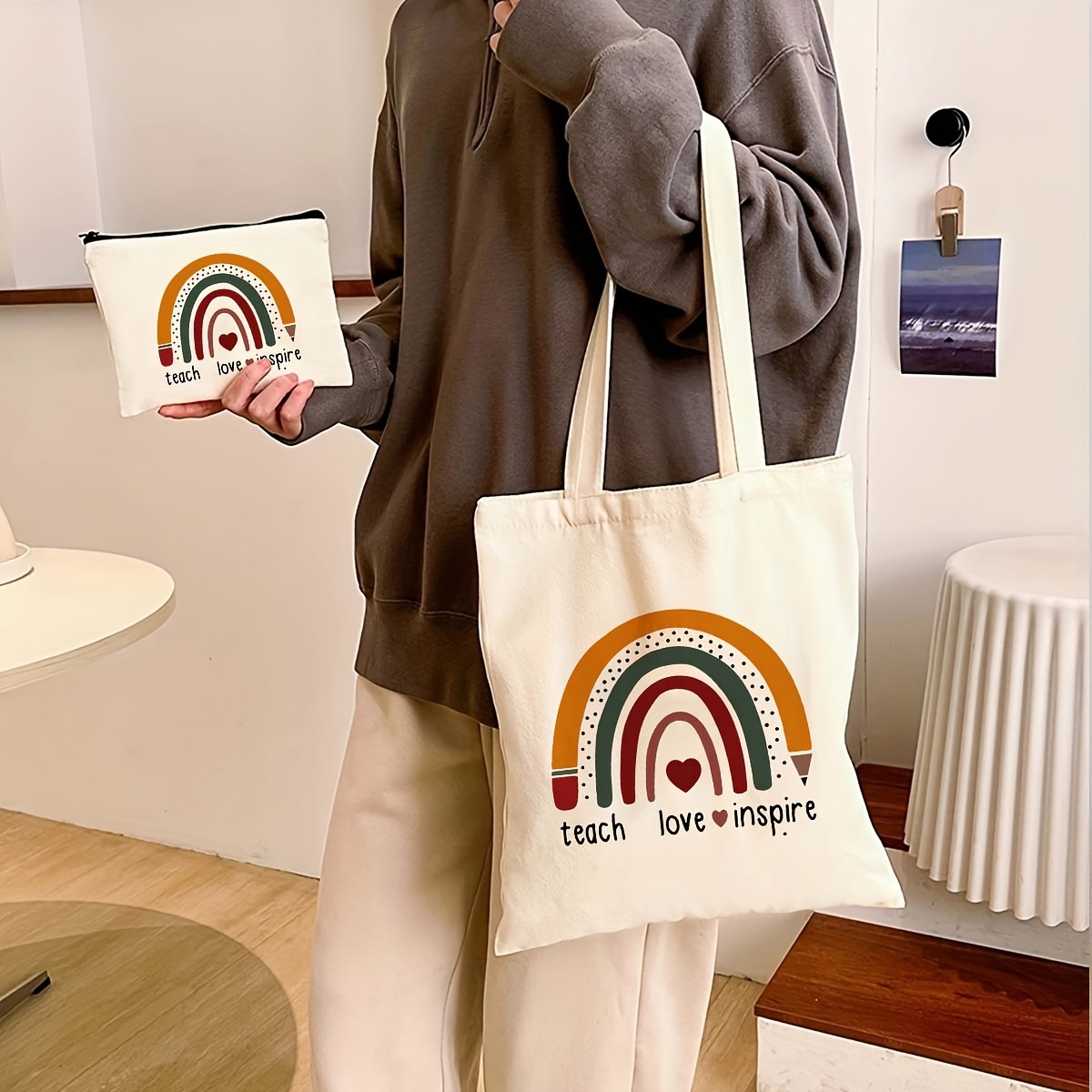 Colorful Letter Flower Pattern Shoulder Bag Clutch Pouch - Temu United ...