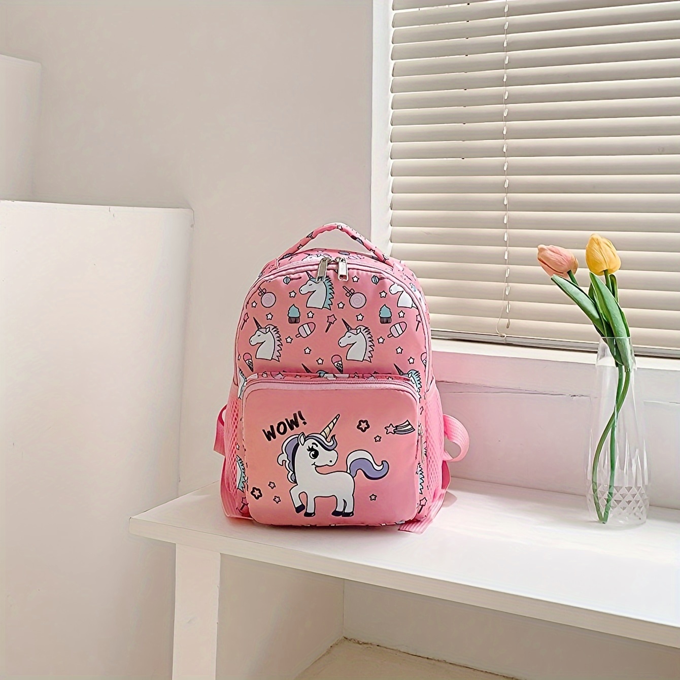 Girl's Unicorn Cartoon Backpack Cute Nylon Backpack - Temu Australia