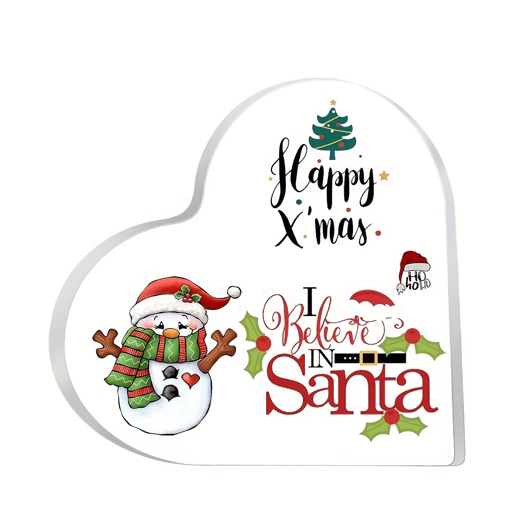 Christmas Decor Acrylic Heart Plaque Desktop Ornament - Temu Australia