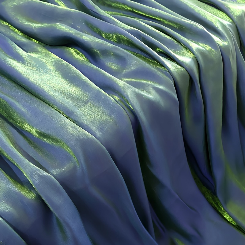 Blue Green Gradient Fabric Glitter Iridescent Glossy Satin - Temu