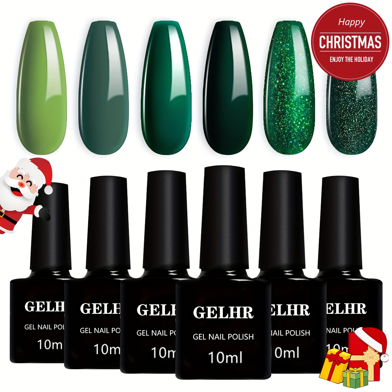 6 Stück Gel Nagellack Grün Rosa Glitzer Gel Lack Set - Temu Germany