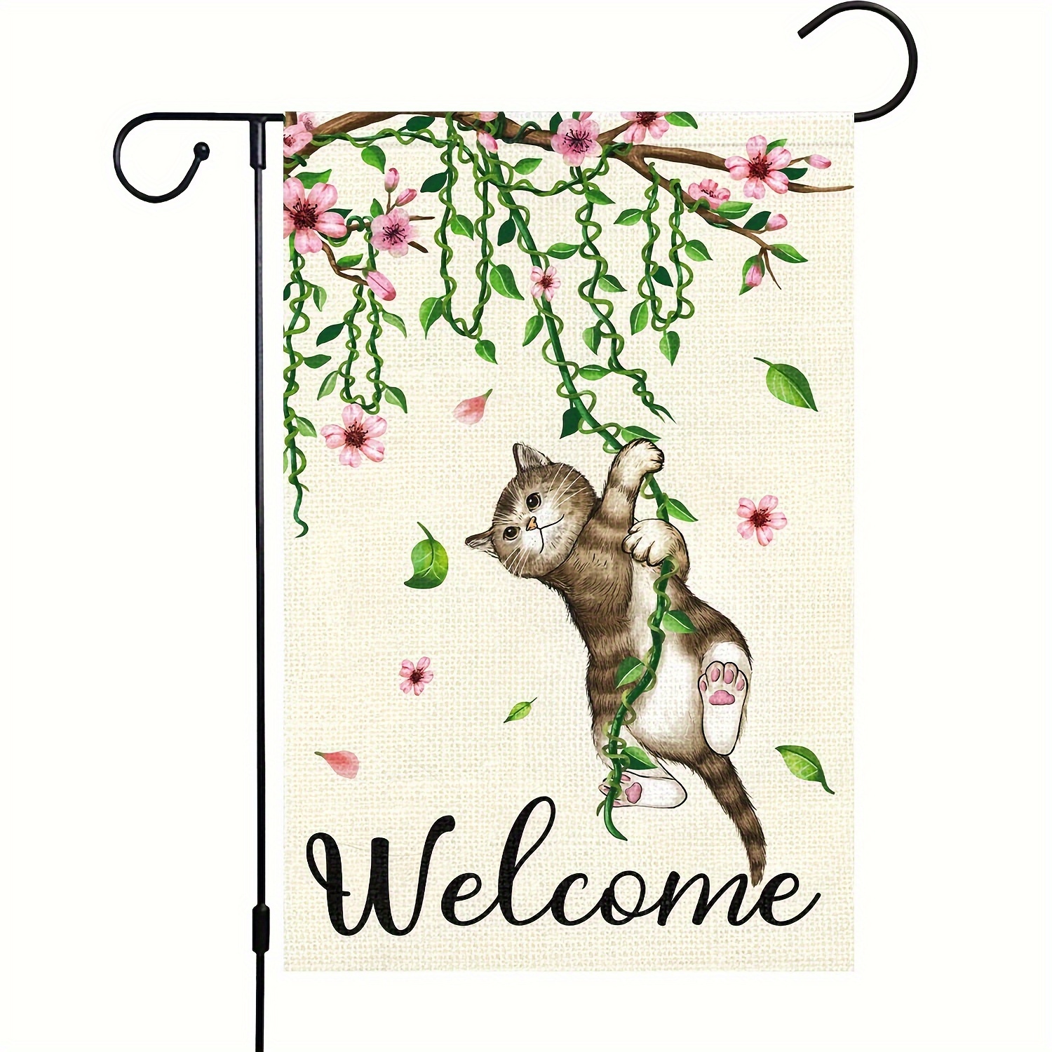 welcome flag double sided small cat flower - Temu Canada