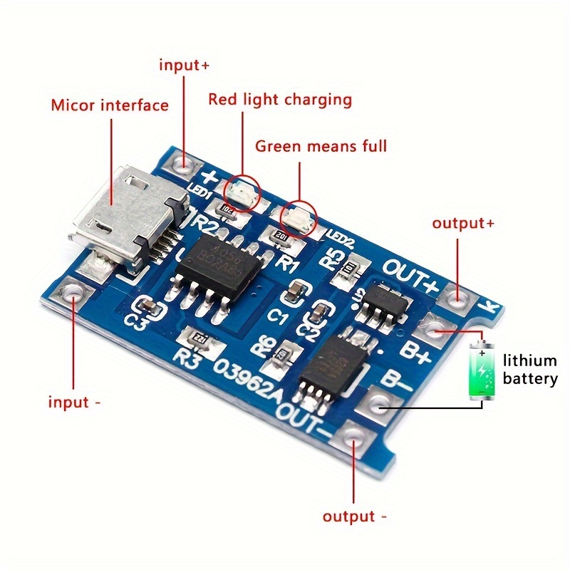 5v 1a 18650 Lithium Battery Charging Board Tp4056 Lithium - Temu