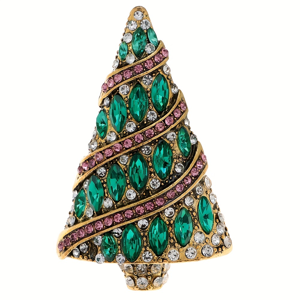 Christmas Tree Alloy Brooch Inlaid Shiny Rhinestone - Temu Norway