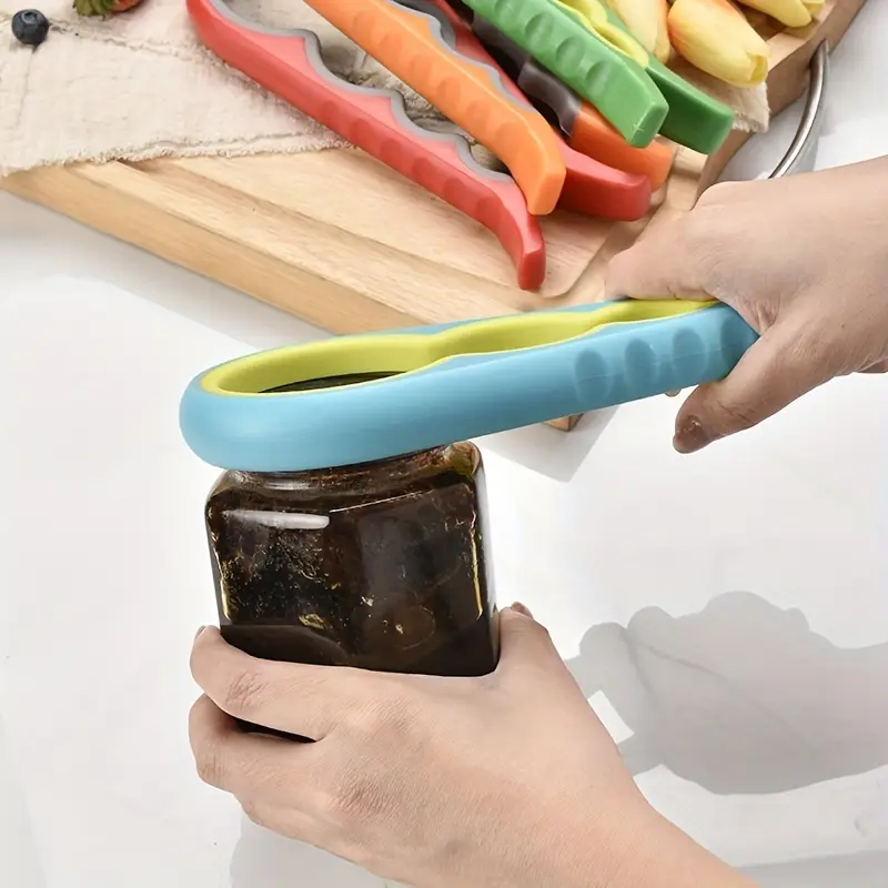 1pc 깡통 따개 약한 손 노인 및 관절염 환자를위한 항아리 깡통 따개를 사용하기 쉬운 실리콘 손잡이가있는 Temu