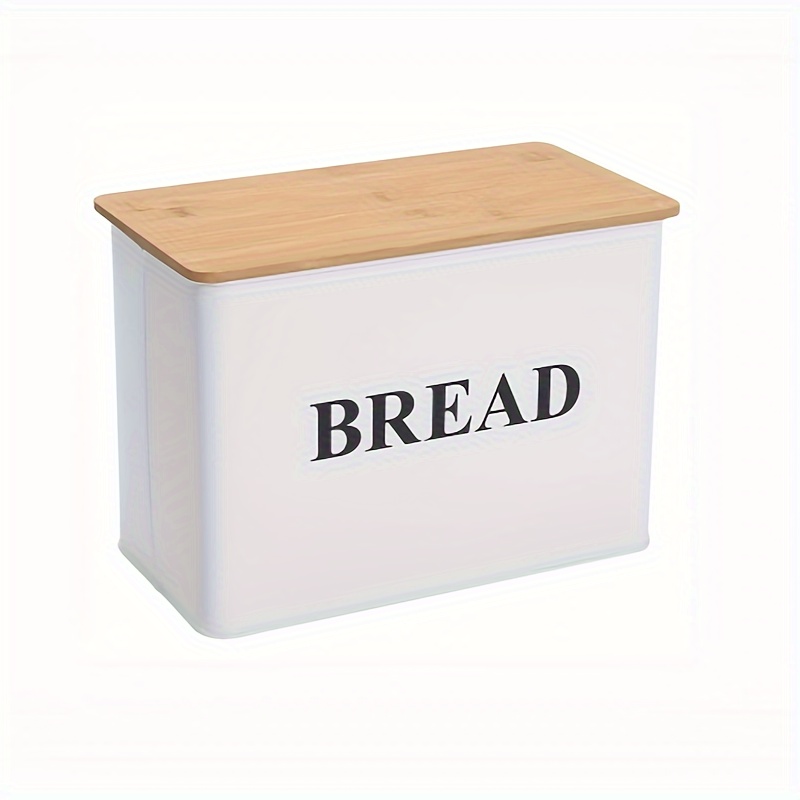 Bread Box Metal Bread Box With Bamboo Lid Retro Bread Bin - Temu Canada