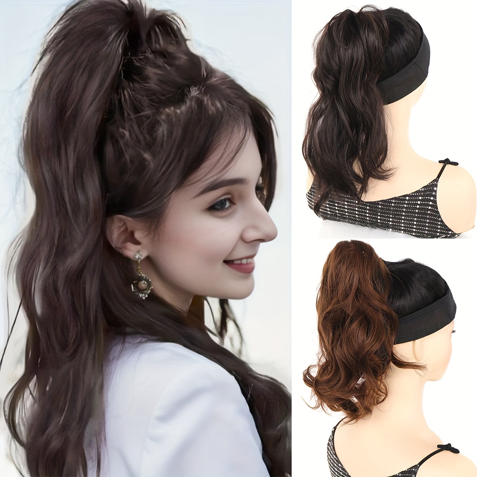 Claw Ponytail Long Curly Wavy Ponytail Extensions Synthetic Clip In ...