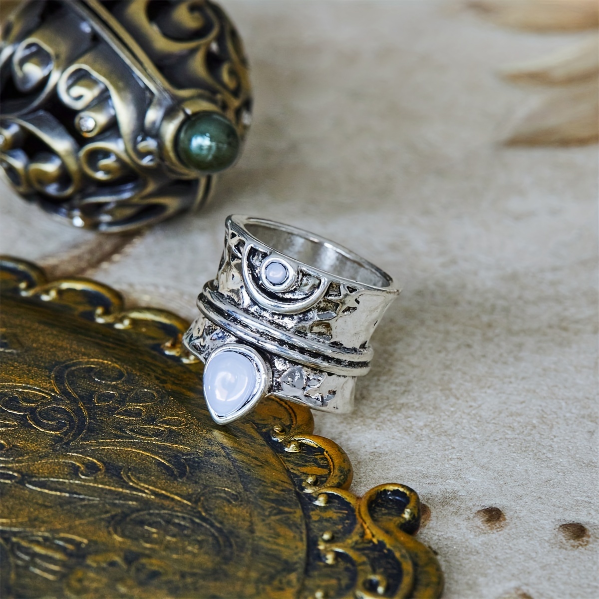 Boho Style Band Ring Retro Moon / Star / Waterdrop Design - Temu United ...