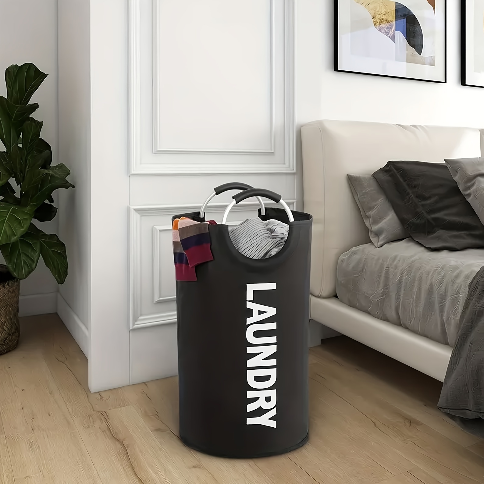 Waterproof Laundry Basket Padded Handles Collapsible Clothes - Temu ...