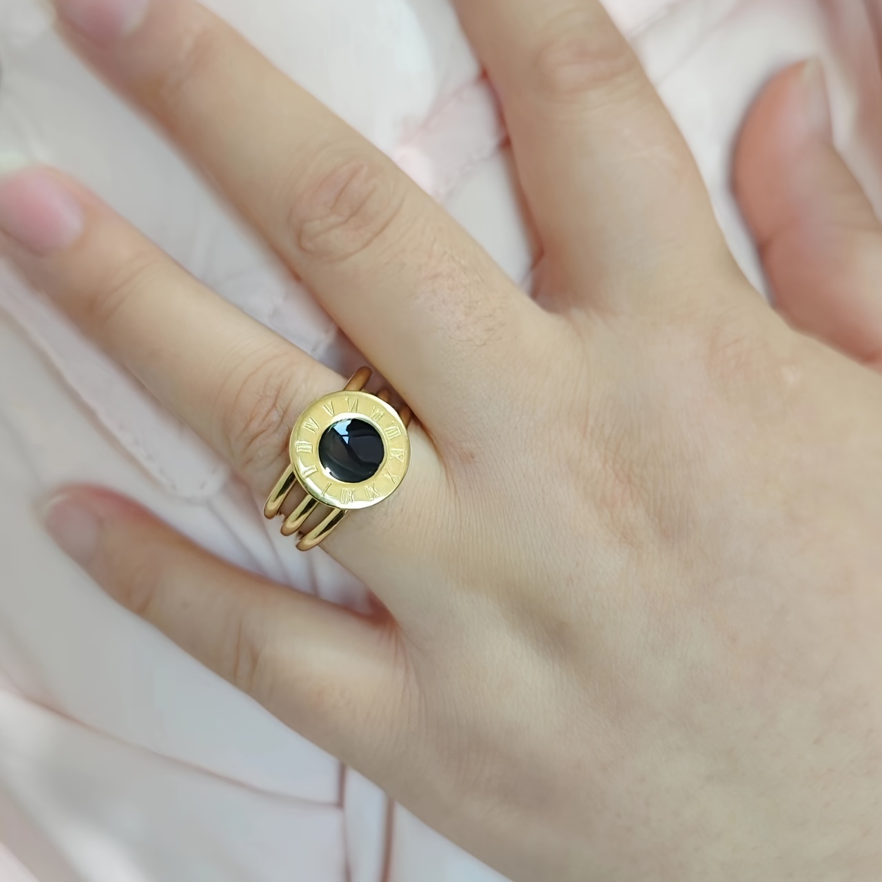 Stunning Retro Black Golden Stainless Steel Ring Perfect Men - Temu ...