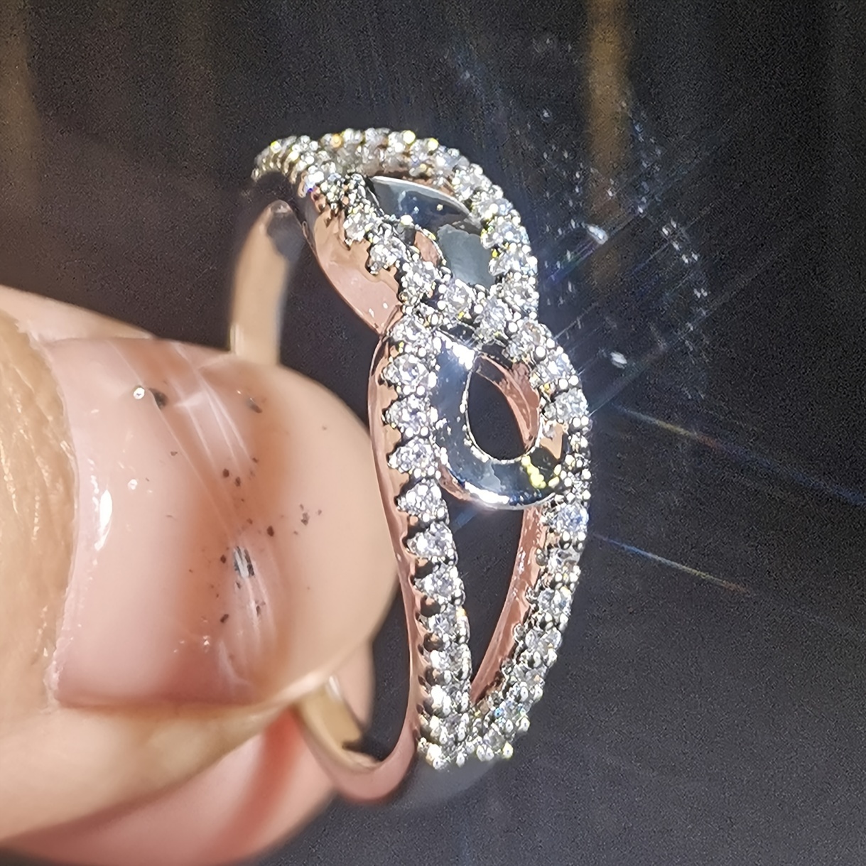Chic Ring Trendy Infinity Design Paved Shining Zirconia - Temu United ...