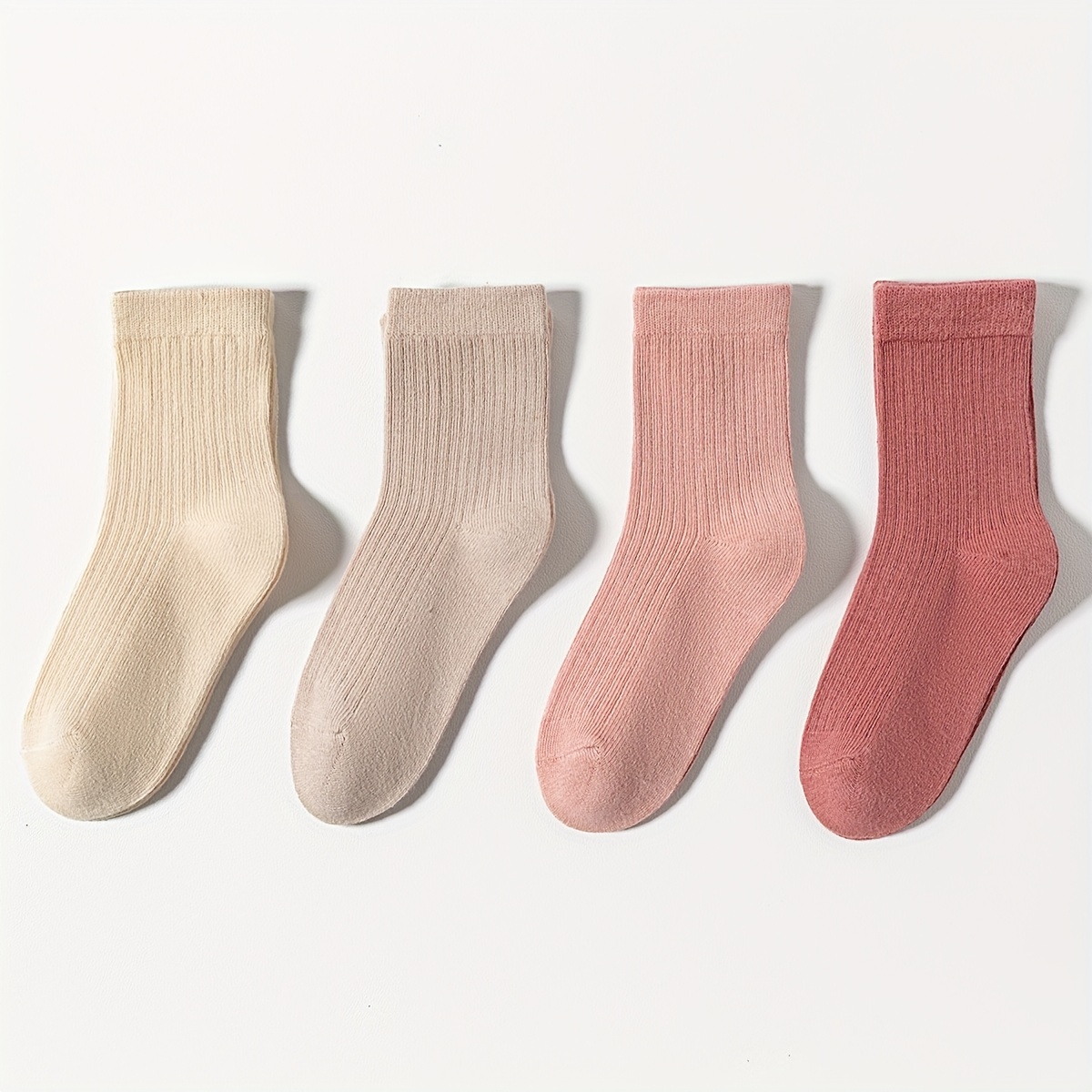 Girl's Solid Knitted Socks Cotton Blend Comfy Breathable - Temu South ...