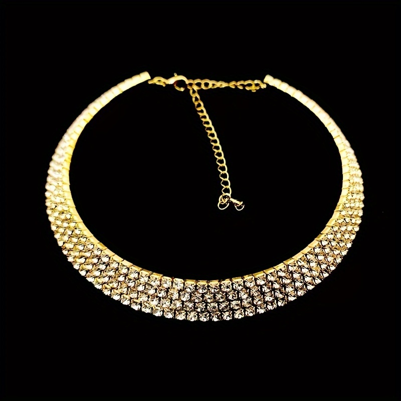 Retro Bling Bling Rhinestone Decorative Necklace Vintage - Temu United ...